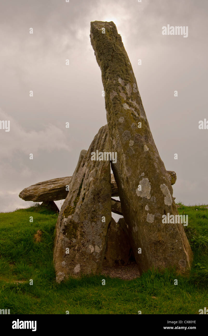 Standing stones at the entrance to Cairn 2 at Cairn Holy Chambered ...