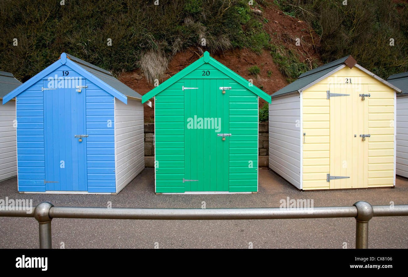 Beach Huts at Sidmouth Devon Stock Photo - Alamy