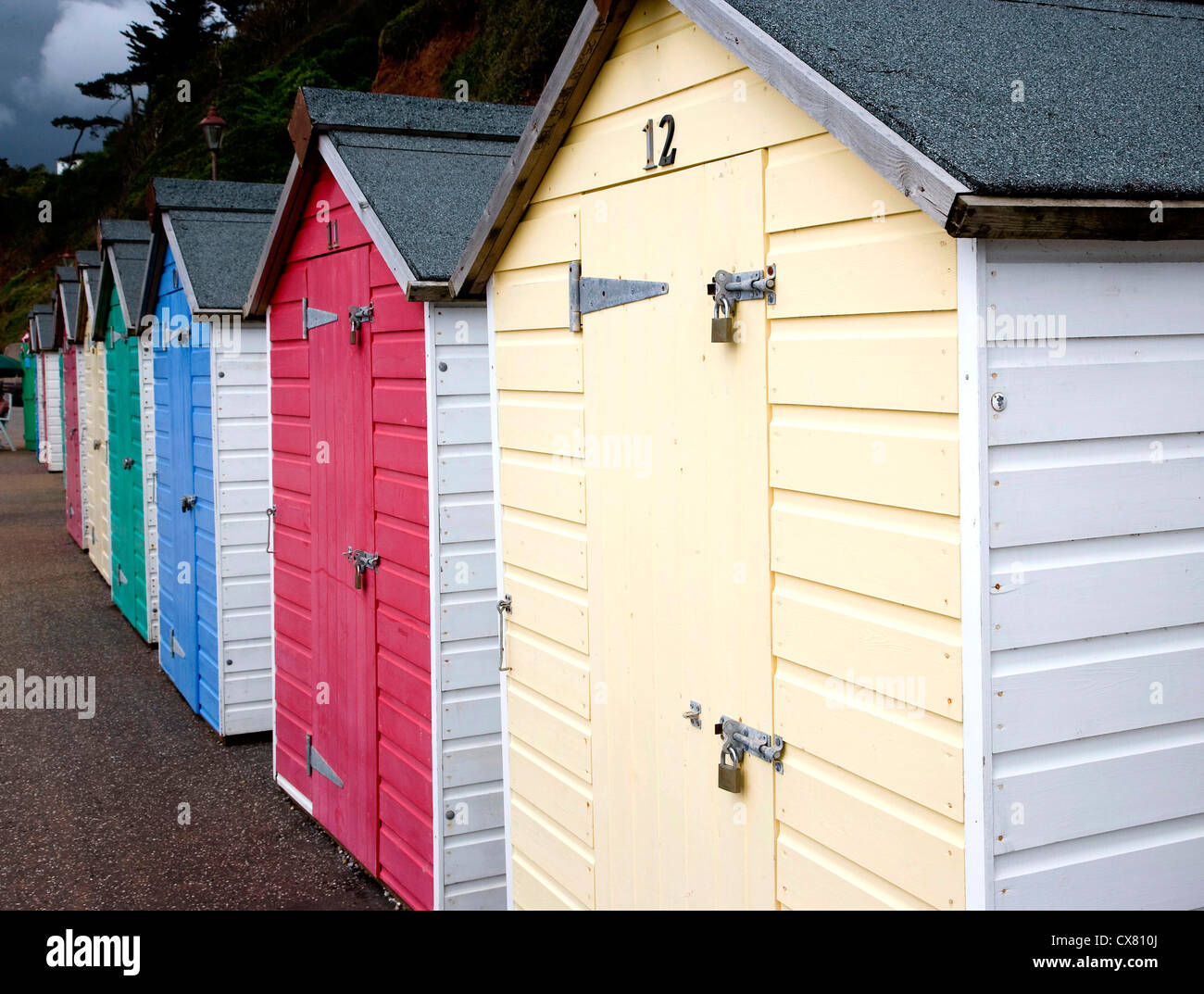 Beach Huts at Sidmouth Devon Stock Photo - Alamy