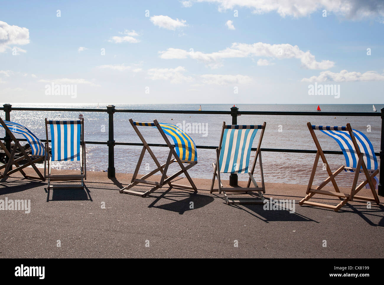 Deck chairs at Sidmouth Devon Stock Photo - Alamy