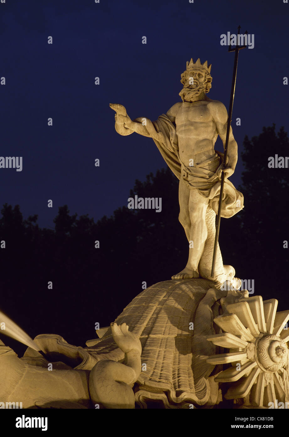Spain. Madrid. The Neptune Fountain. Built by Juan Pascual de Mena ...