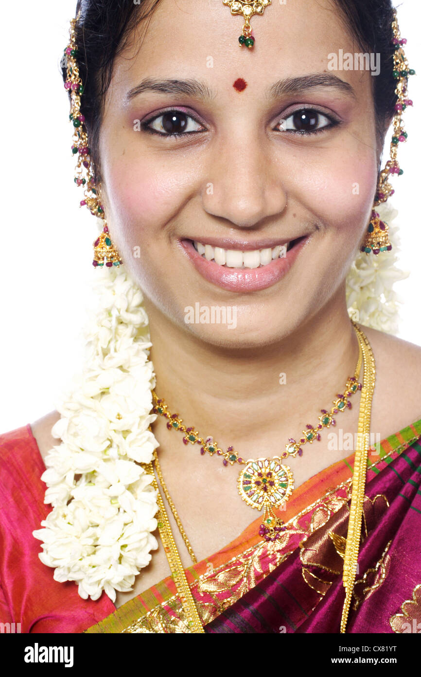 Closeup view of young Traditional Indian woman Stock Photo - Alamy