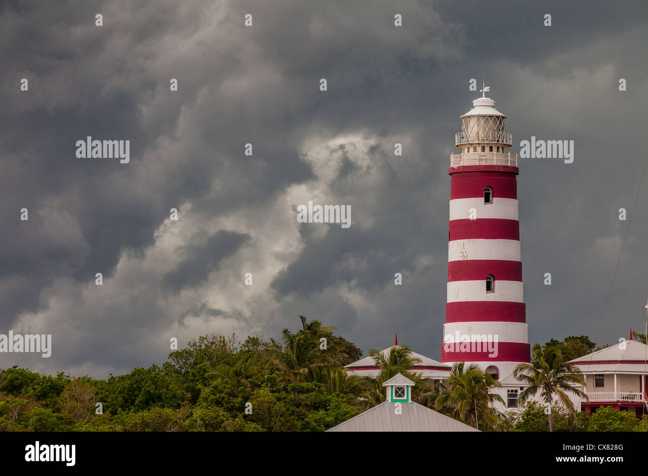 Hope Town lighthouse and harbor Elbow Cay Abacos, Bahamas Stock Photo ...