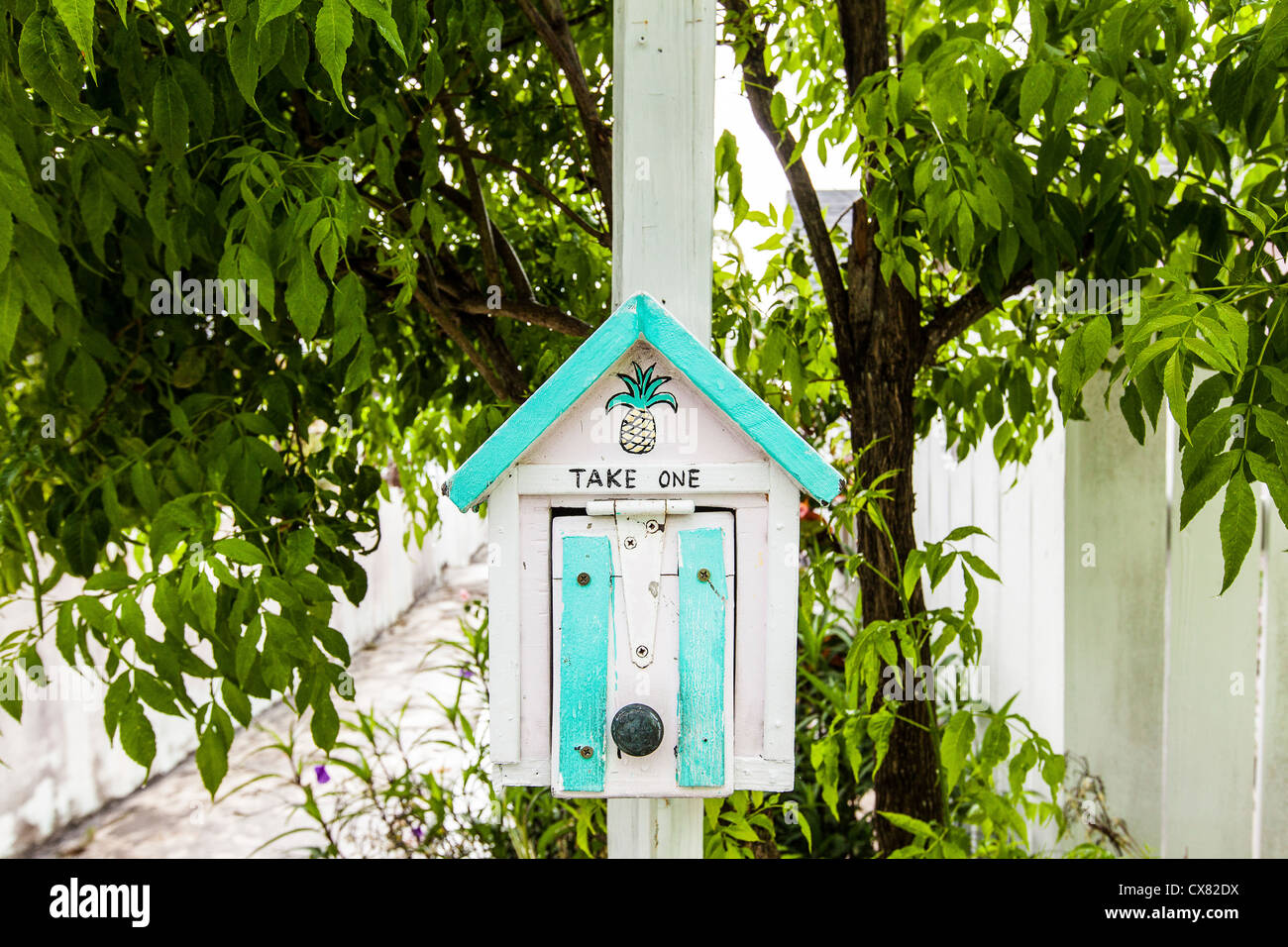 A informational mailbox on the tiny village of Hope Town, Elbow Cay ...