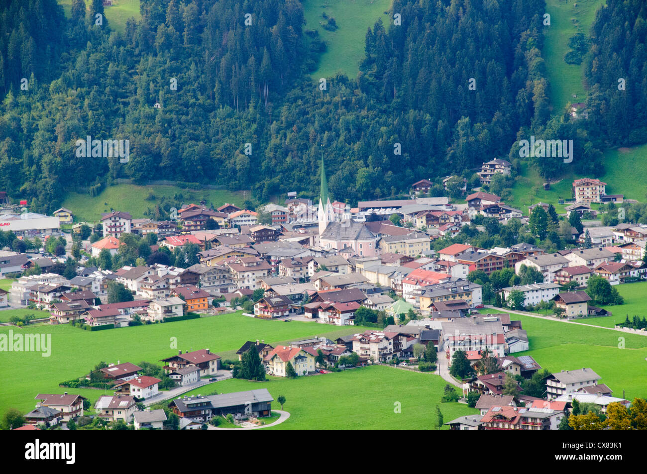 Austria, Tyrol, Zillertal, Mayrhofen elevated view Stock Photo - Alamy