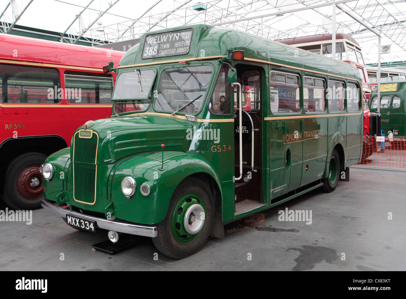 London transport green bus at Brooklands Museum and aerodrome ...
