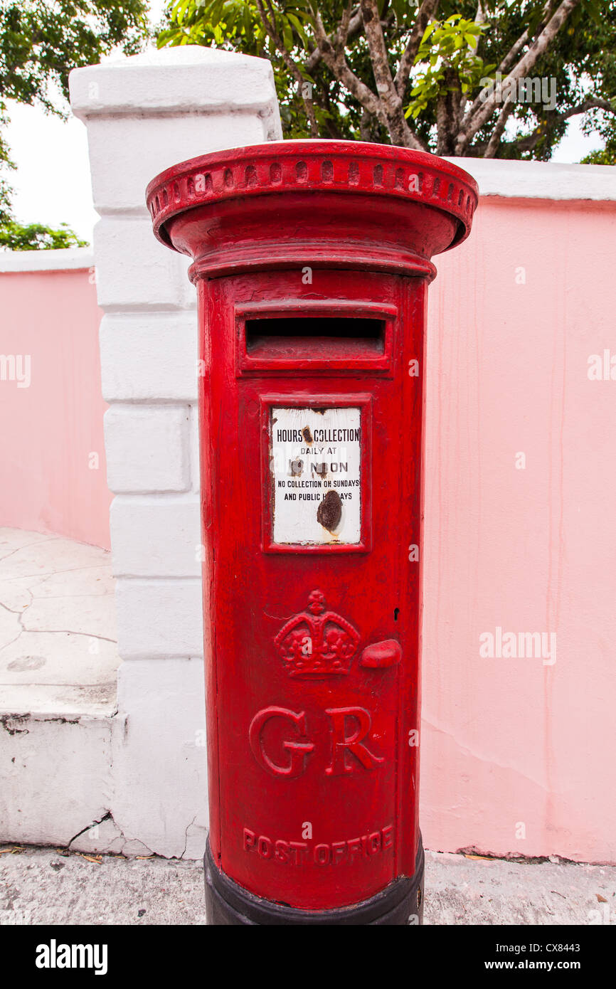 A British style public post box at the Government House in Nassau ...