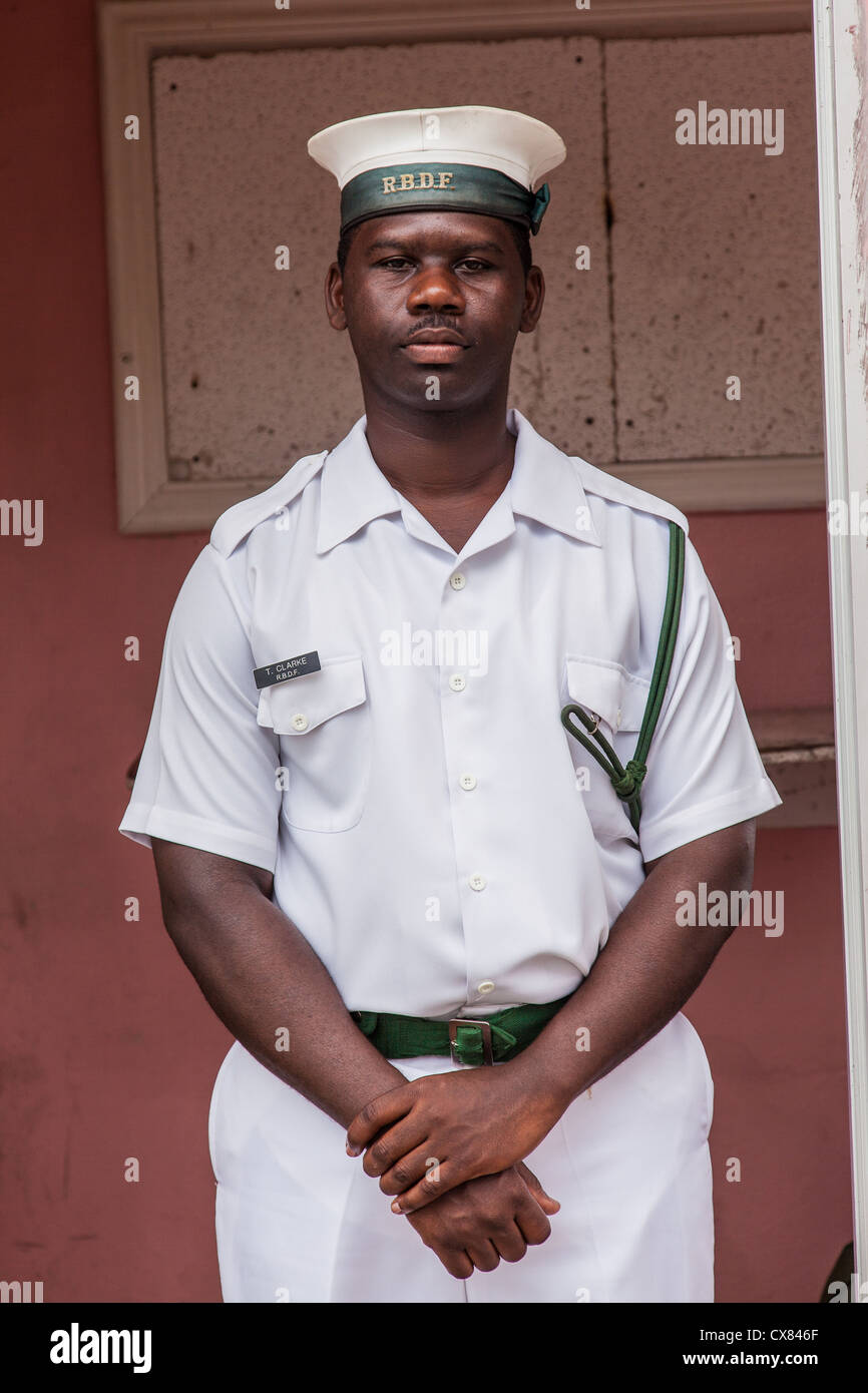 A Bahamian Navy guard at the Government House in Nassau , Bahamas Stock ...