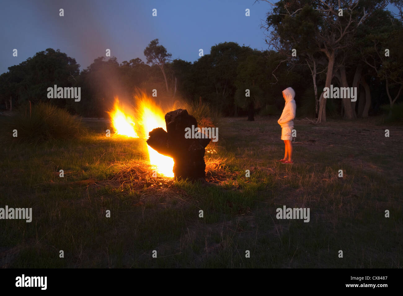Large flames forest fire night hi-res stock photography and images - Alamy