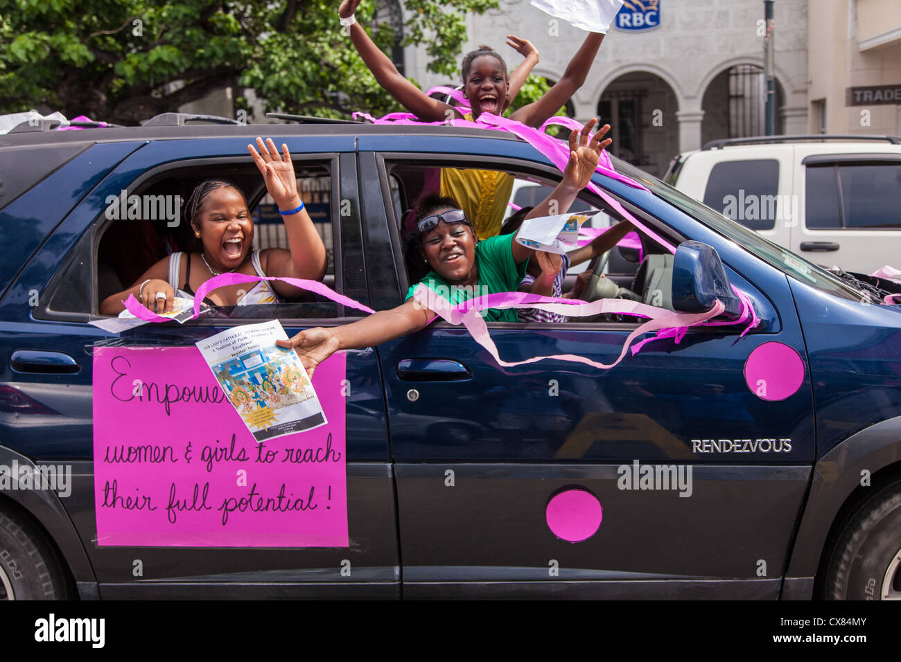 Young Bahamian girls celebrate graduation in Nassau , Bahamas Stock ...