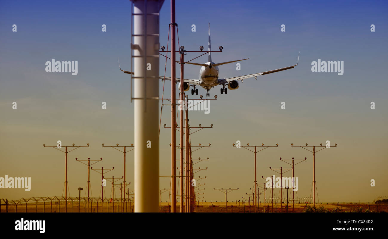 Airplane approaching for Touchdown Stock Photo - Alamy