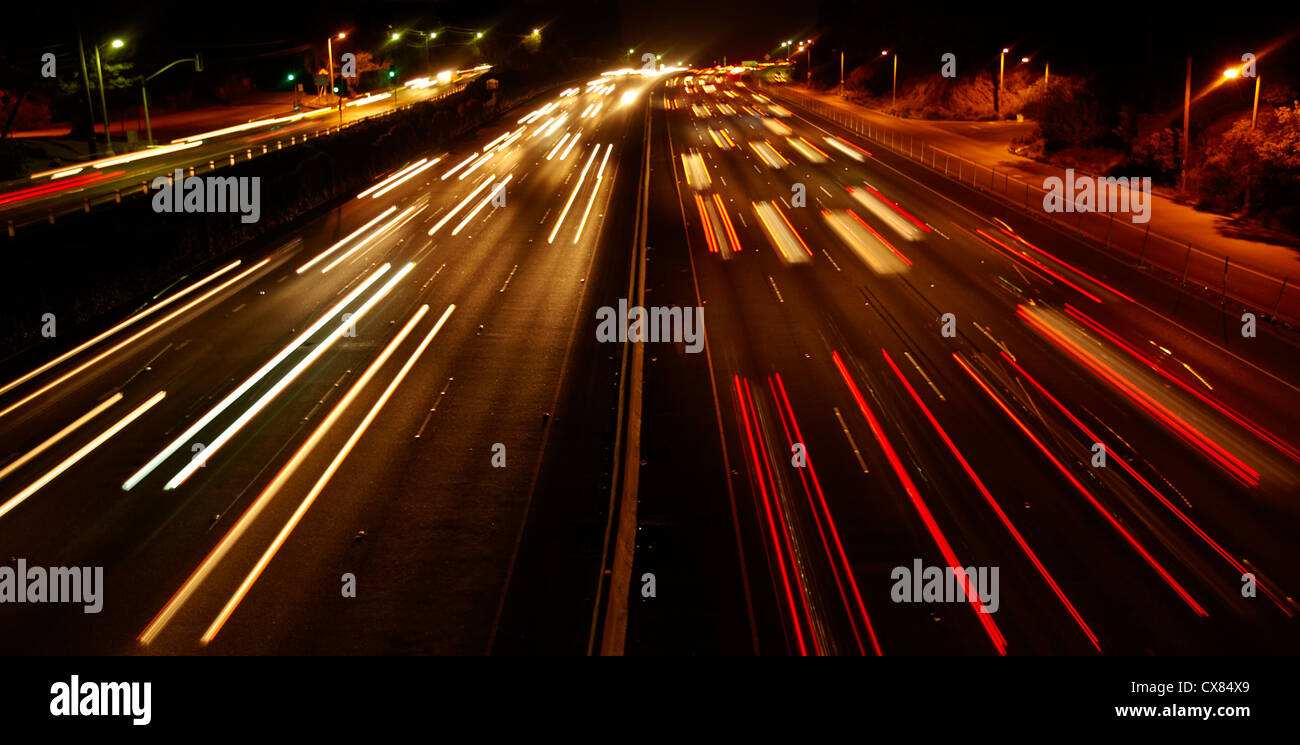Highway Traffic at night Stock Photo - Alamy