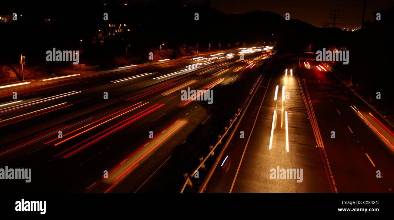 Highway Traffic at night Stock Photo - Alamy