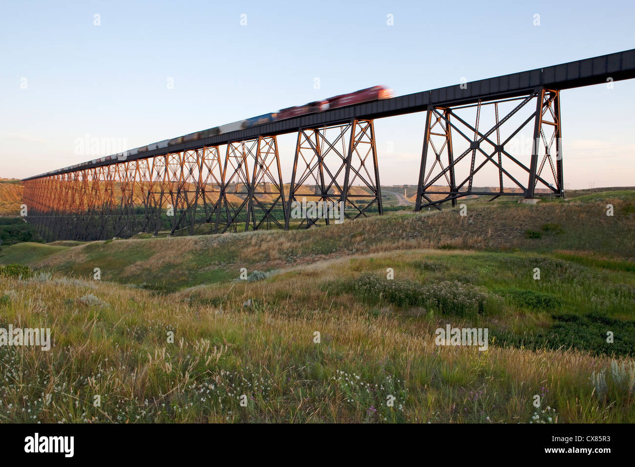 Eastbound Train Crossing Canadian Pacific Railway's High Level Bridge ...