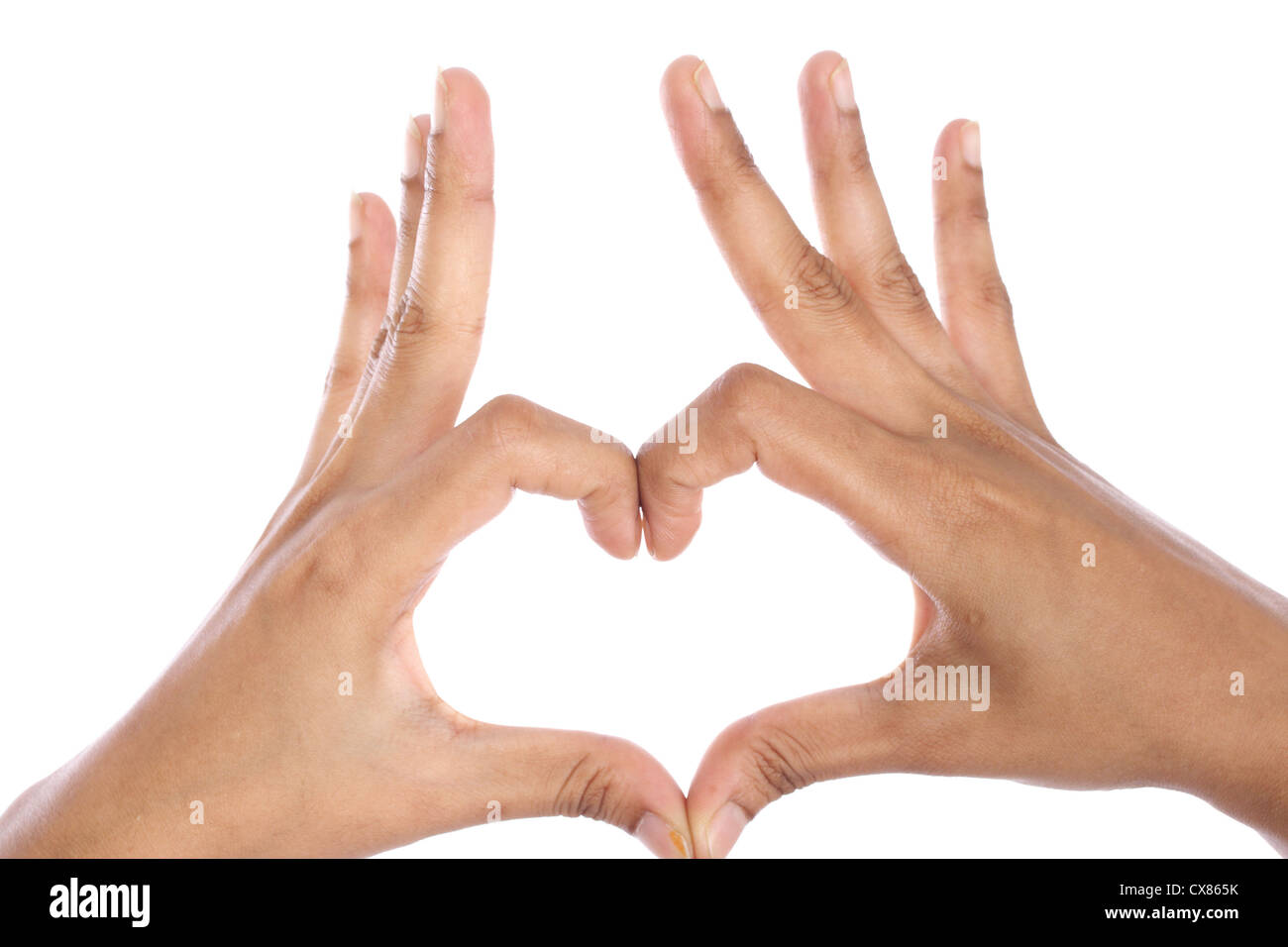 Hands with heart sign gesture on white background Stock Photo - Alamy