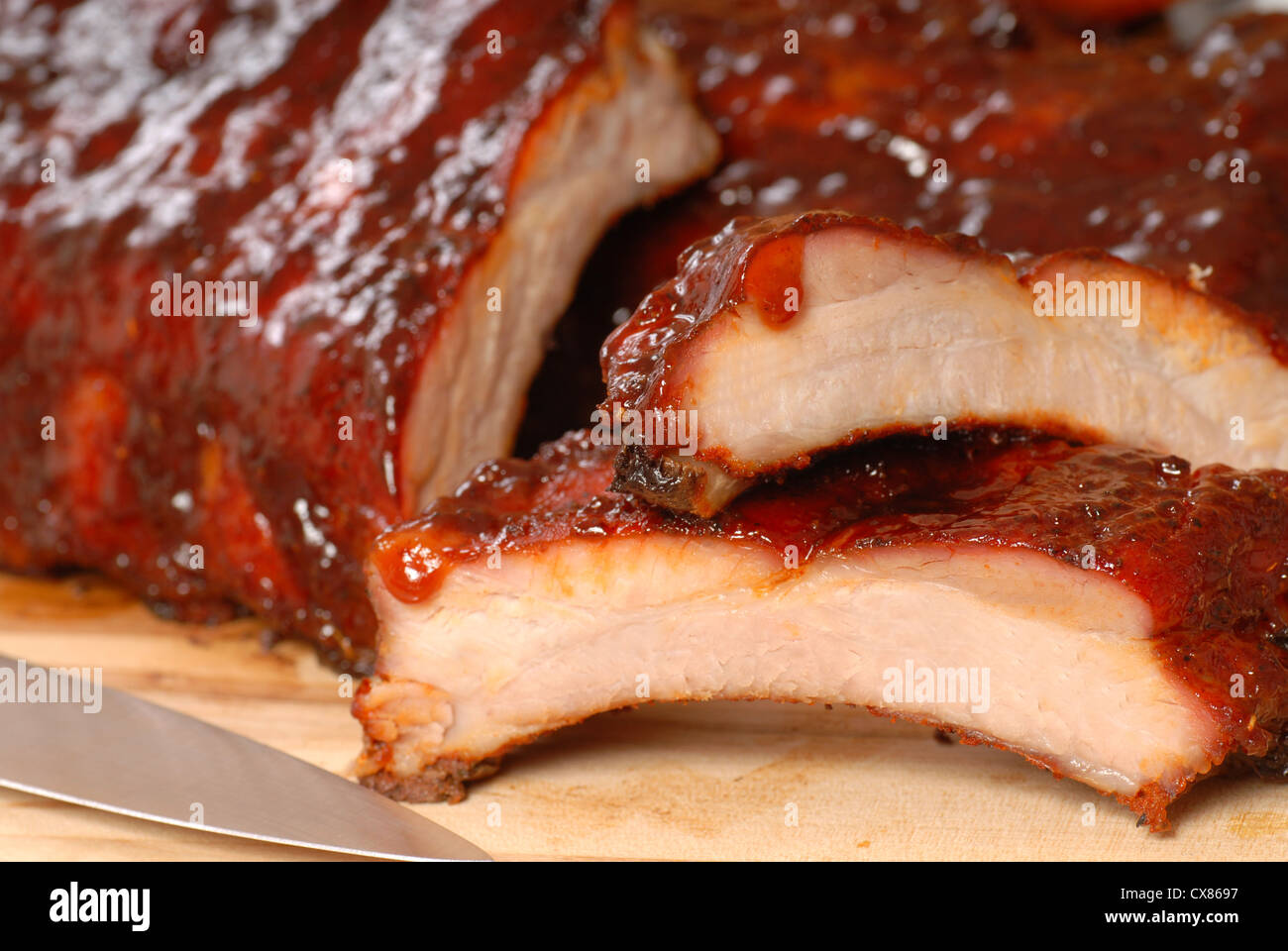 Delicious BBQ ribs with a tangy sauce Stock Photo - Alamy