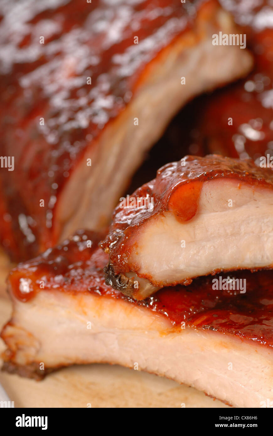 Delicious BBQ ribs with a tangy sauce Stock Photo - Alamy
