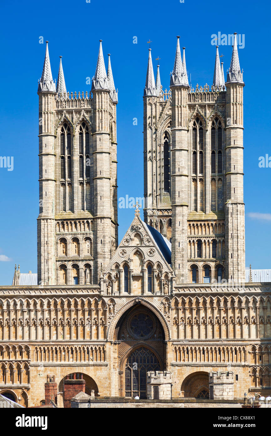 Front view of Lincoln cathedral Lincolnshire GB UK EU Europe Stock ...