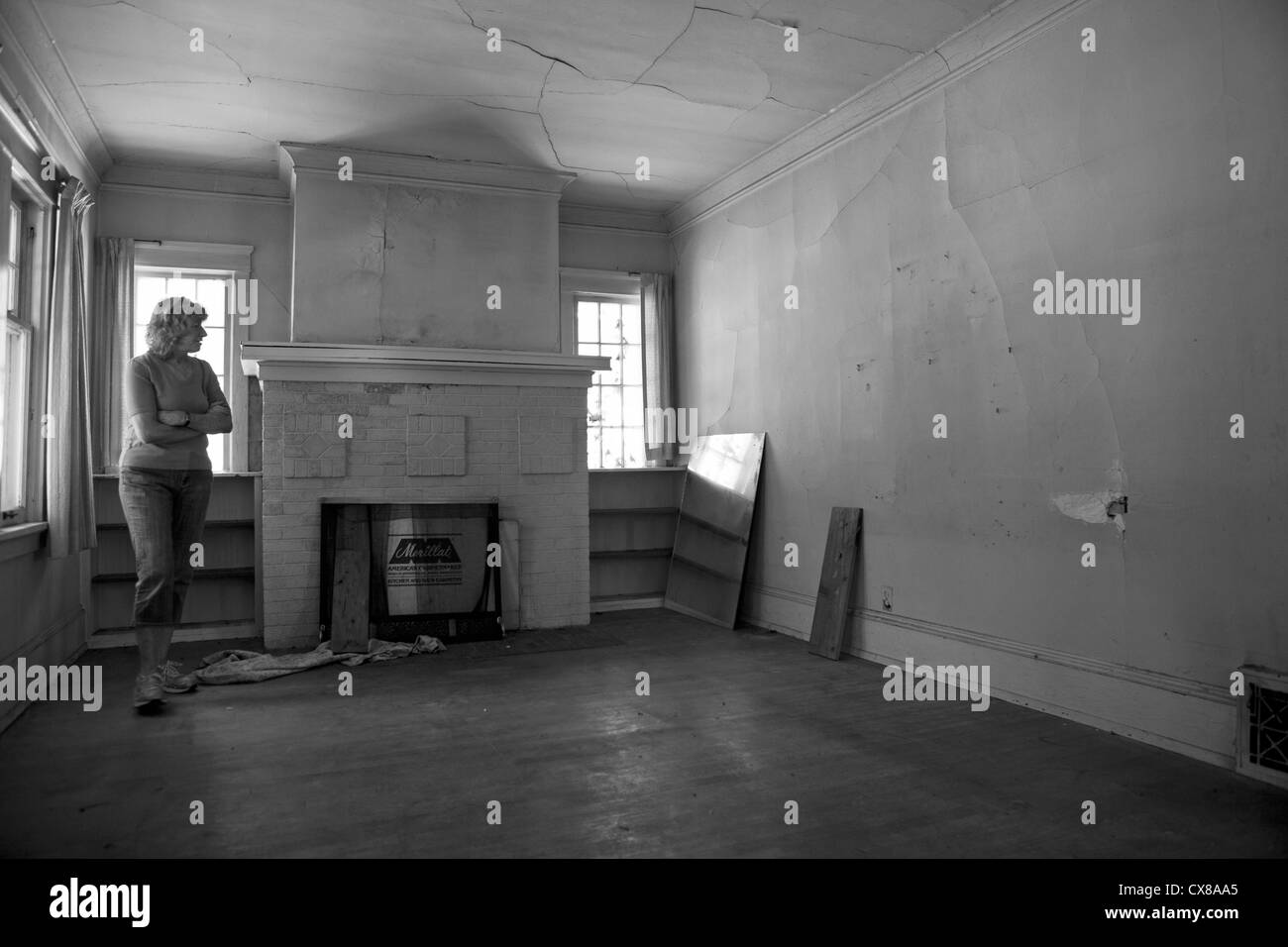 A house which has sat vacant for 20 years shows signs of neglect Stock ...