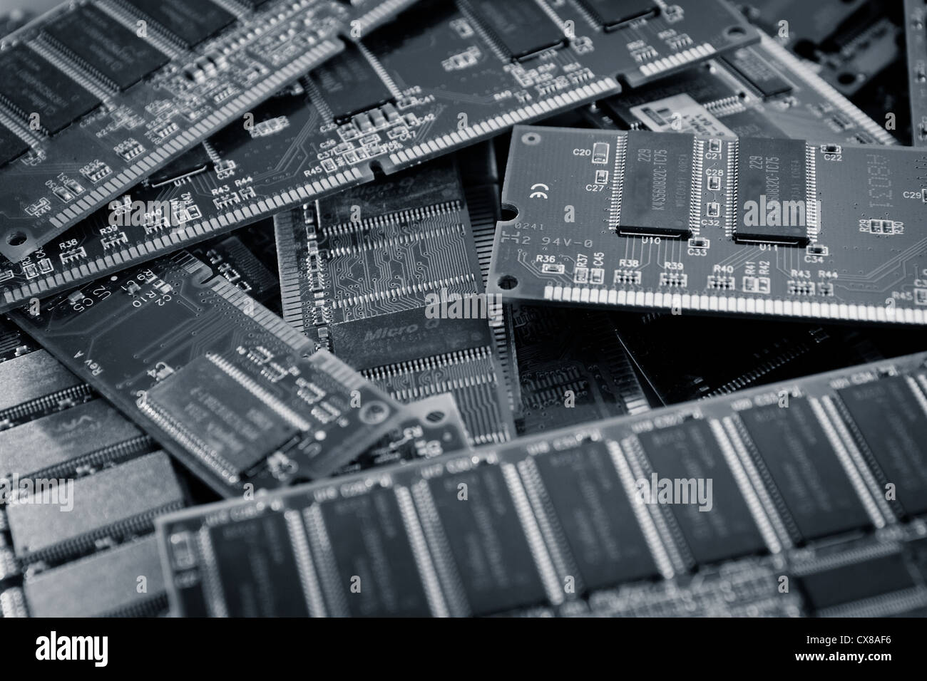 ram memory background color processed blue studio Stock Photo - Alamy