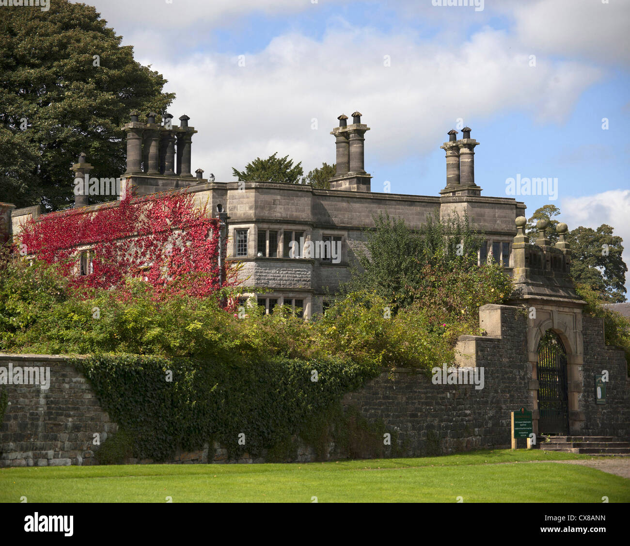 The exterior of a Stately Home. Tissington hall, derbyshire, england ...