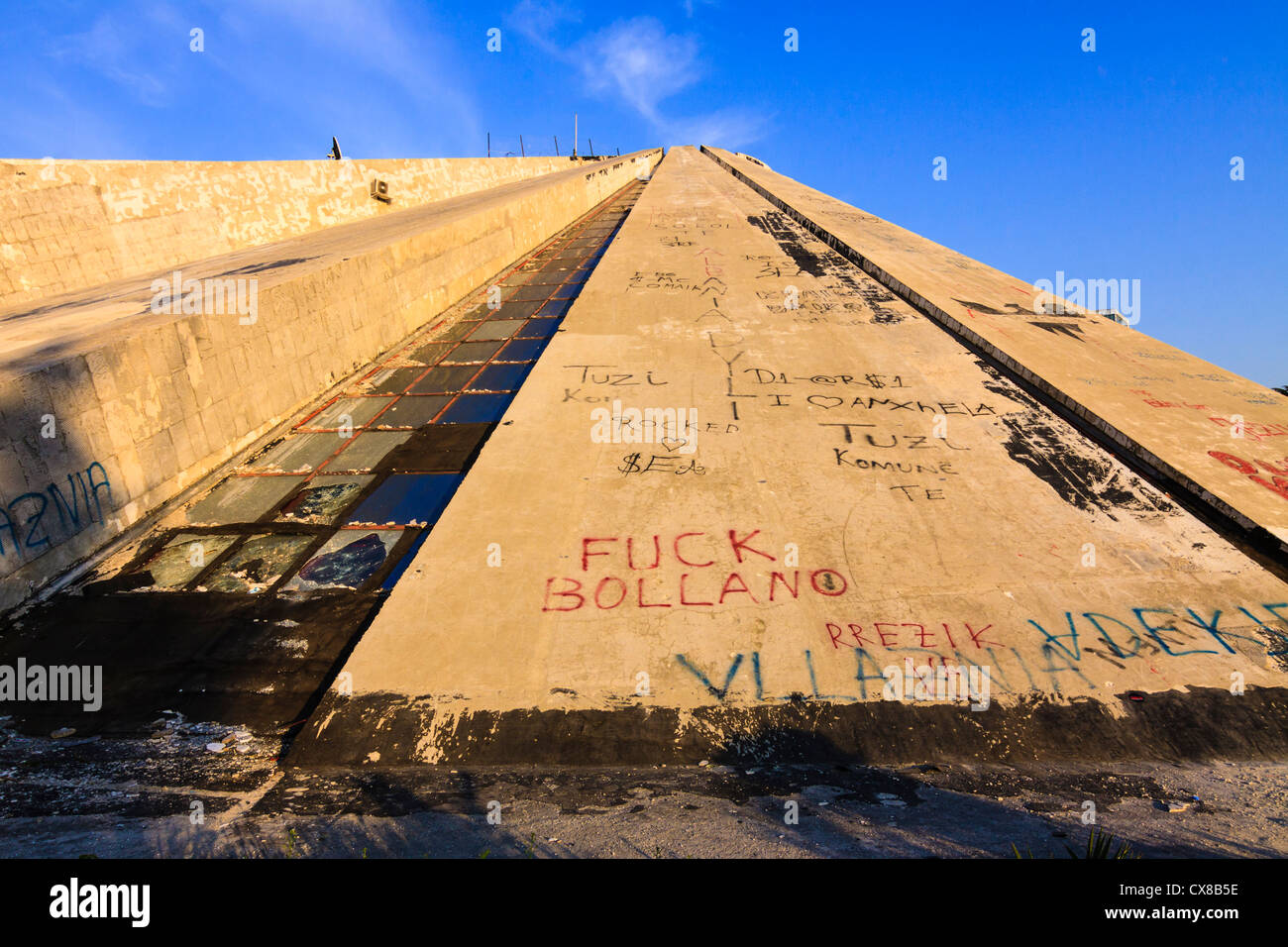 Graffitis covering the Pyramid, the former International Center of ...