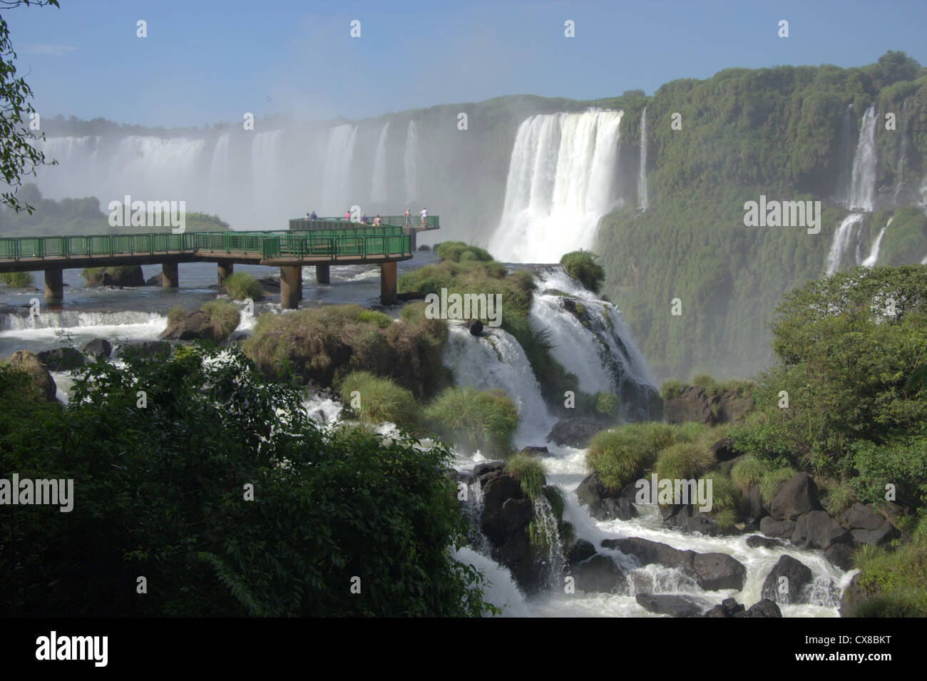 Elevated viewing walkway on the Brazilian side at Iguazu Falls Stock ...