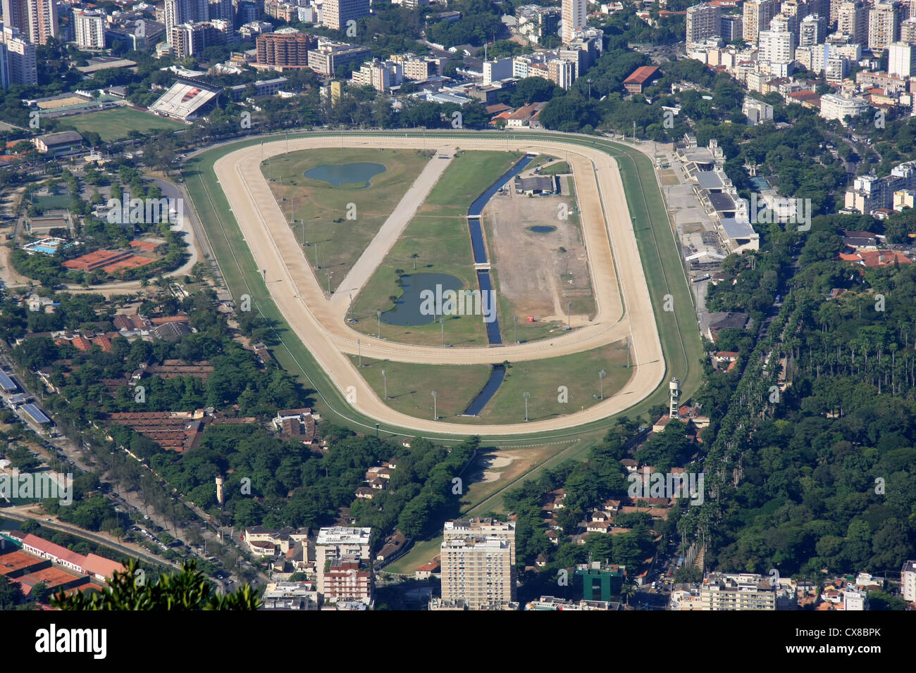 View of the horse race track, Rio de Janeiro, from Corcovado Mountain ...