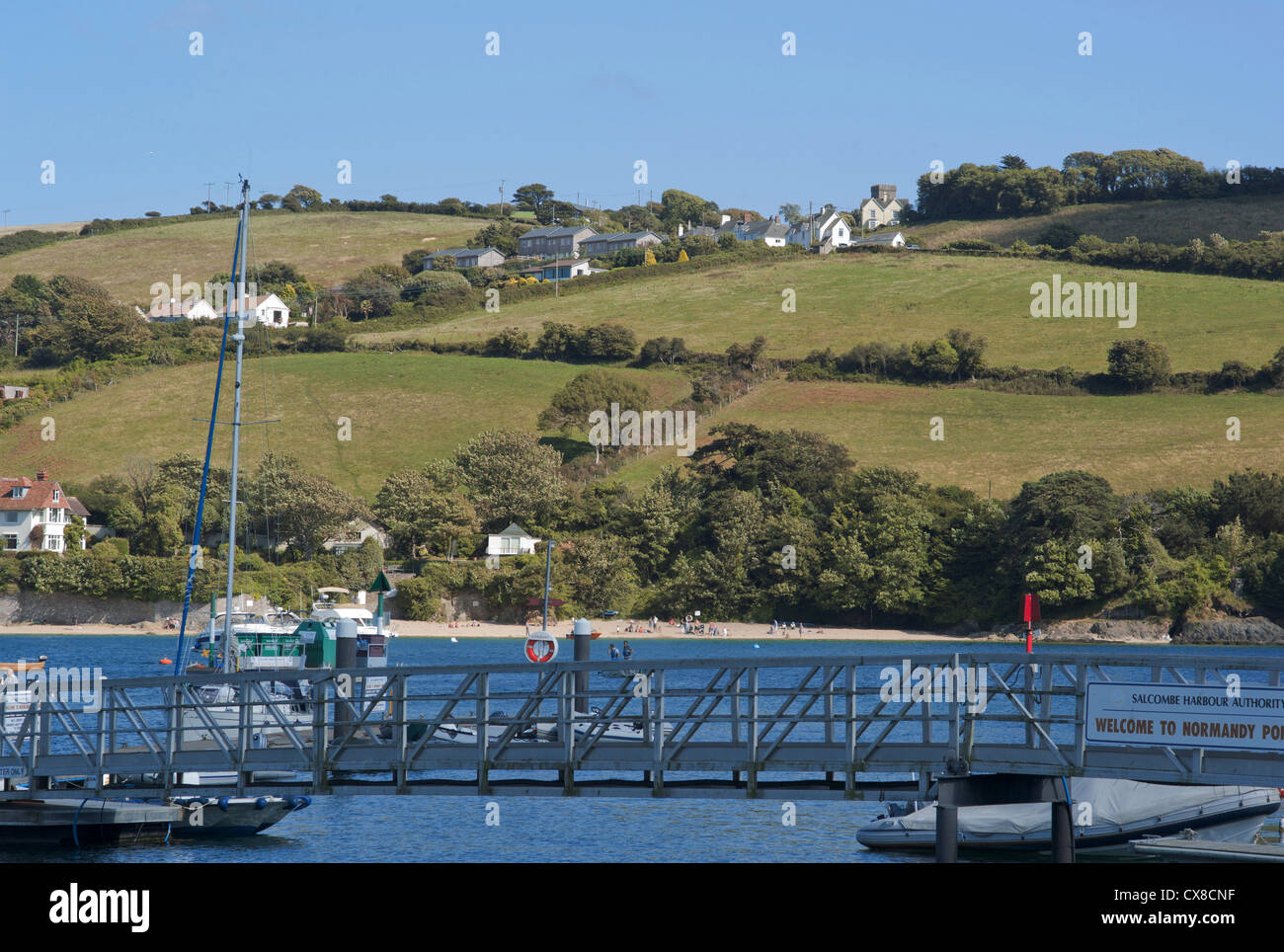 view of the kingsbridge estuary at salcombe harbour port and boatyards ...