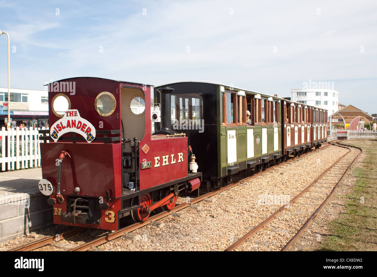 Train on the Hayling Seaside Railway in Eastoke Corner Railway Station ...