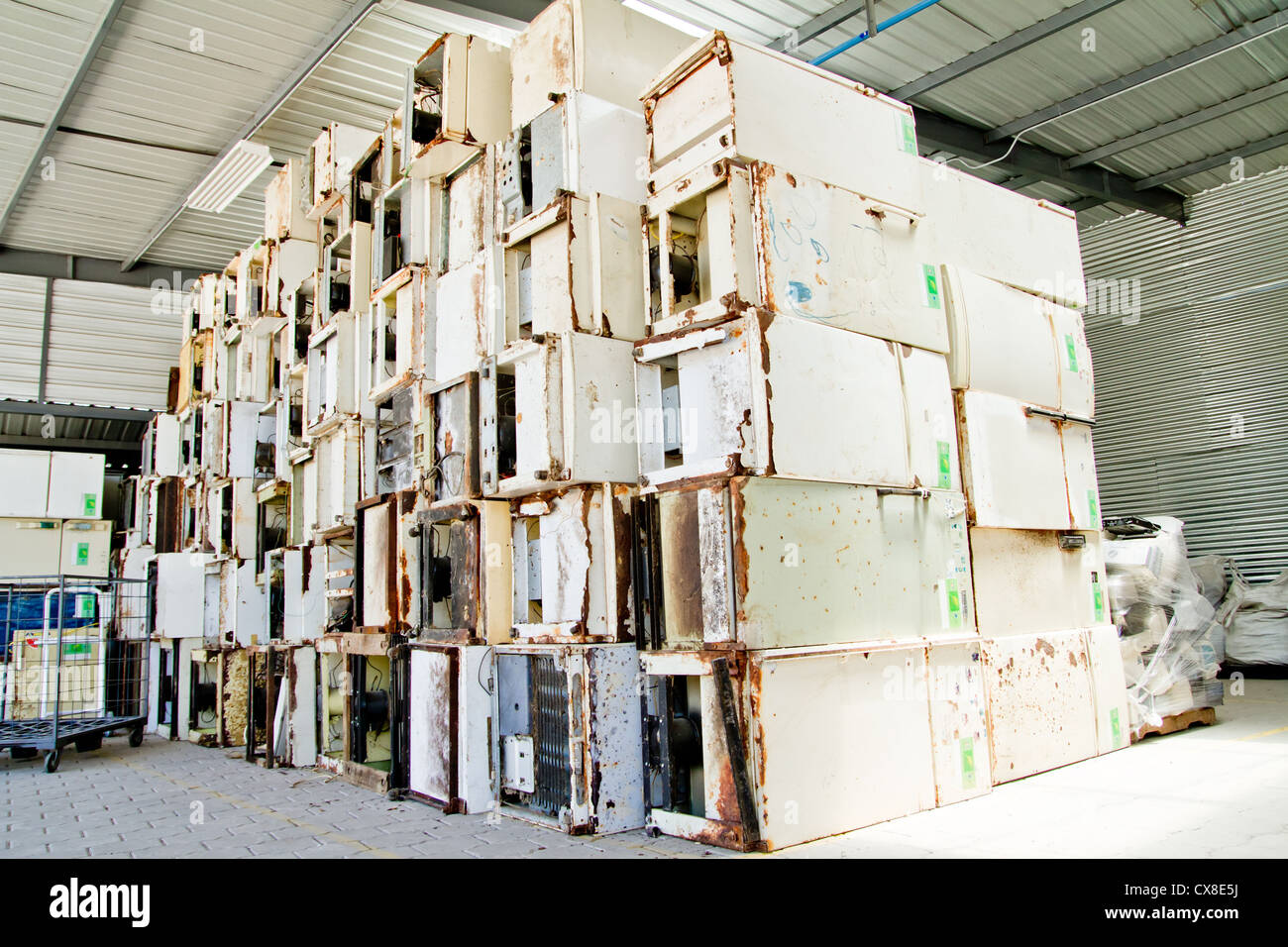 reduce, reuse, recycle of refrigerators area of a recycling plant Stock ...