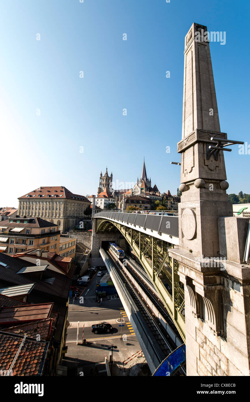 Bessieres Bridge and St-Martin Bridge Swiss city Lausanne Switzerland ...