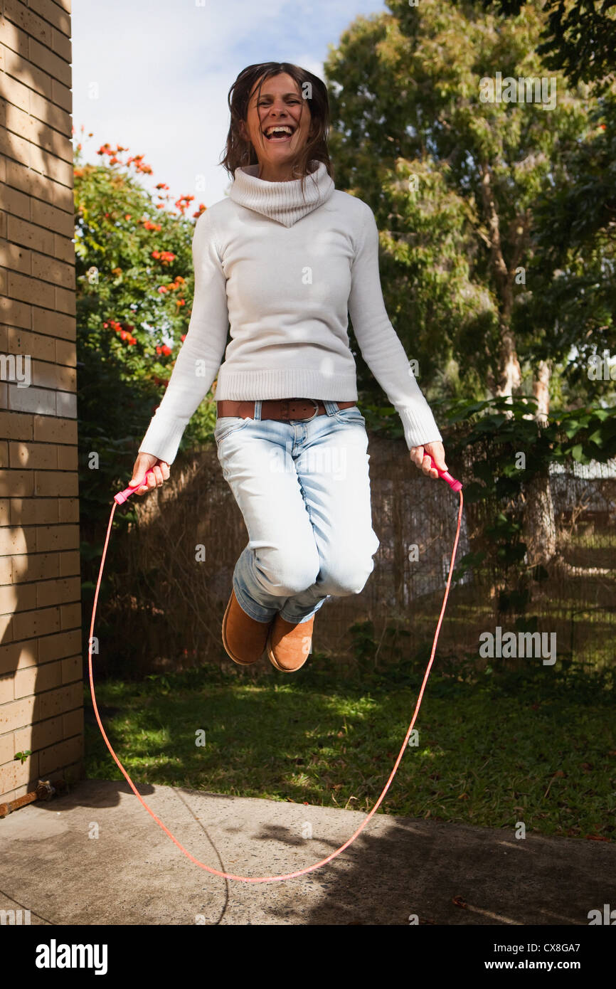 A Woman Jumping Rope; Gold Coast Queensland Australia Stock Photo - Alamy