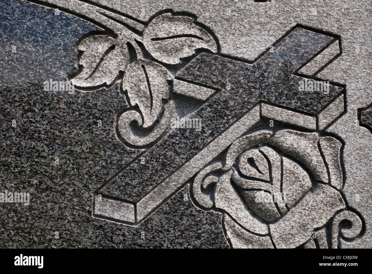 Marble Gravestone With A Cross; Waterloo Quebec Canada Stock Photo - Alamy
