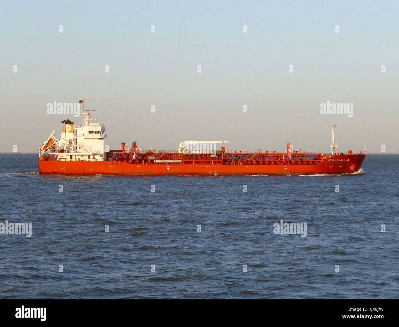 The oil/chemical tanker '''Northsea Beta''' inbound on the Elbe river ...