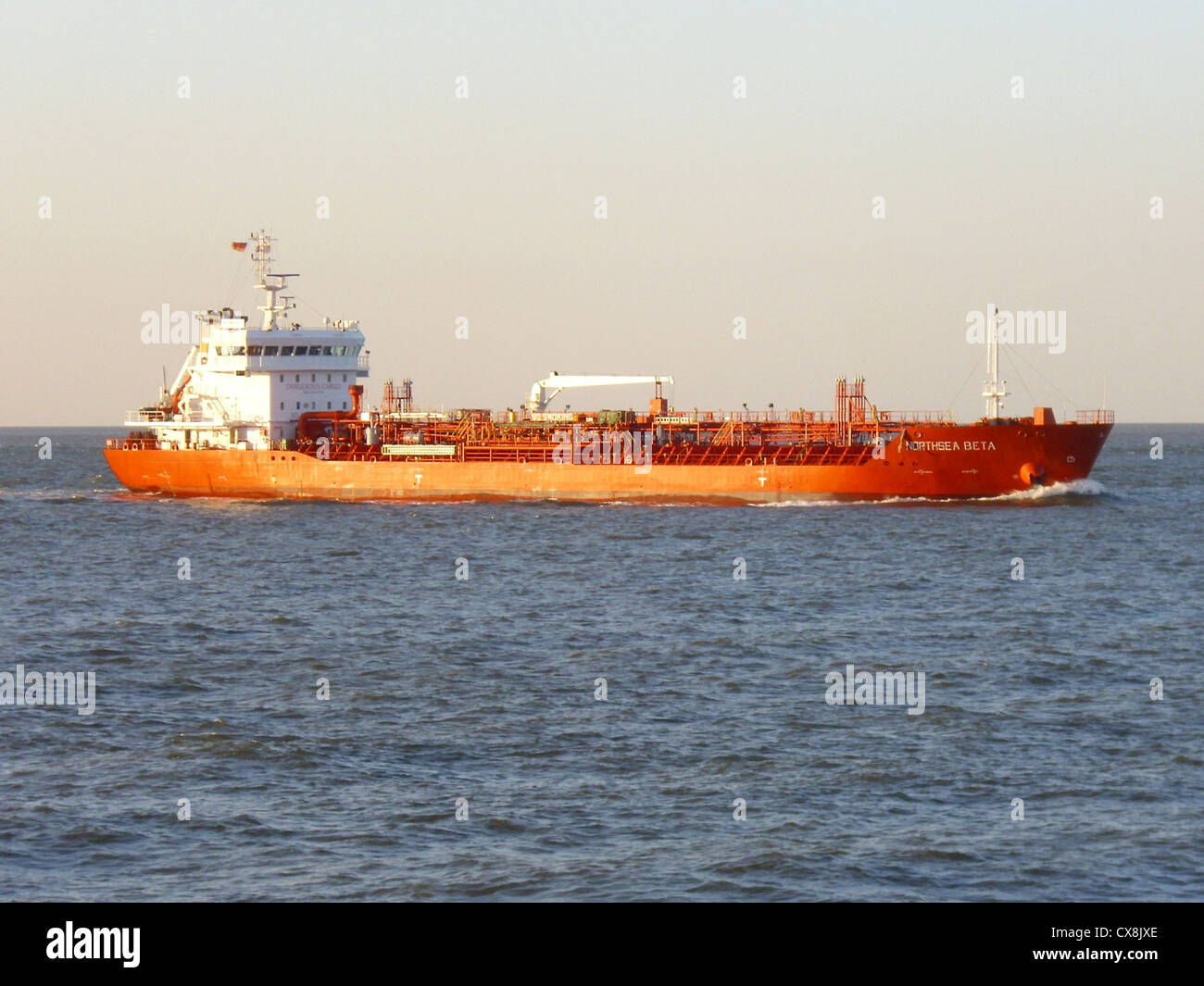 The oil/chemical tanker '''Northsea Beta''' inbound on the Elbe river ...