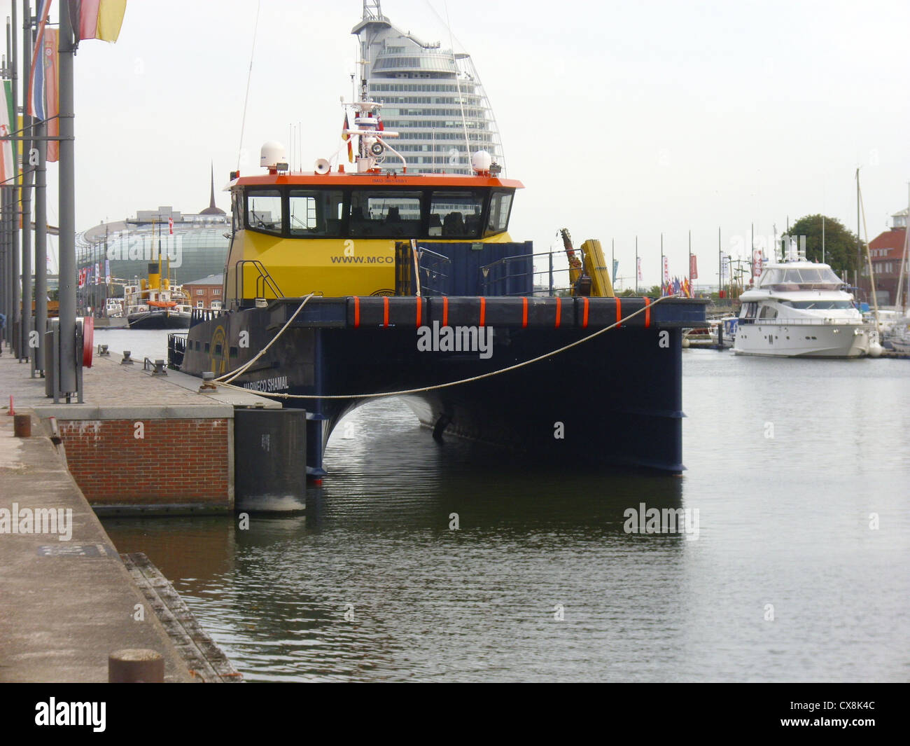 The Marineco Shamal is a high-speed support vessel docked at ...