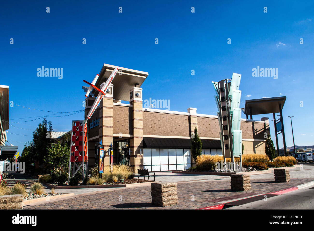 Architecture and sculpture at the Legends shopping center in Sparks ...