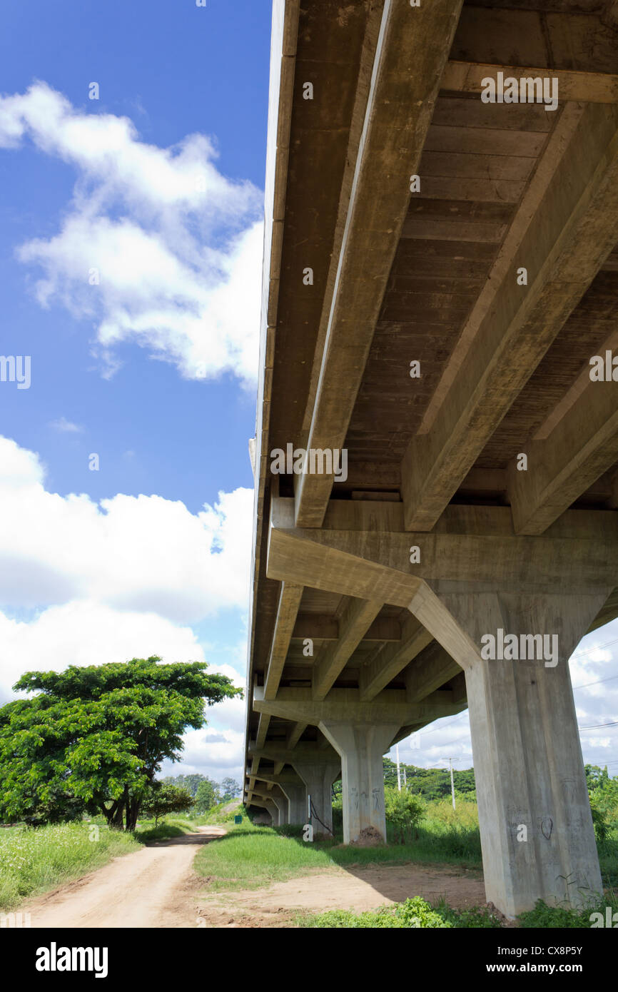Non-Asphalt Road Under Bypass Road Leading to the City Stock Photo - Alamy