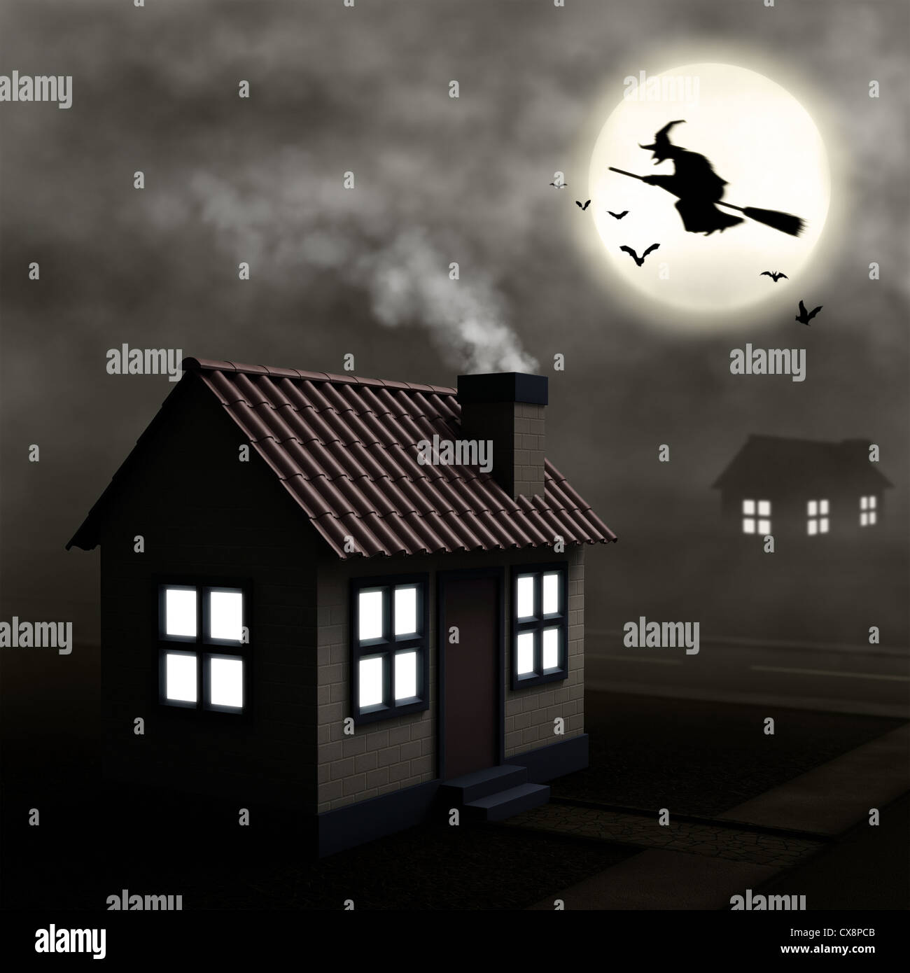 Home at night with fog everywhere Stock Photo - Alamy