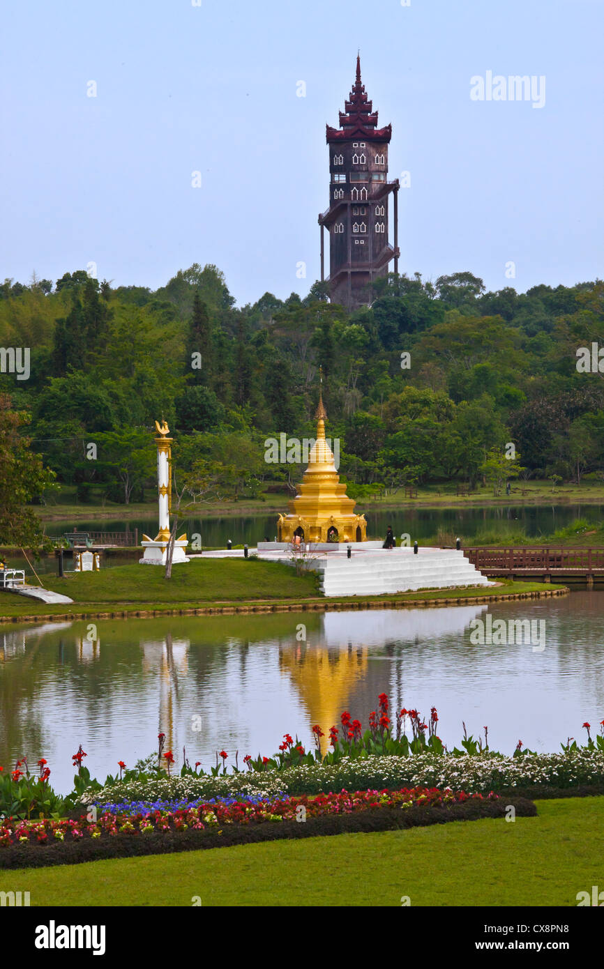 The NAN MYINT TOWER at the NATIONAL KANDAWGYI GARDENS in PYIN U LWIN ...
