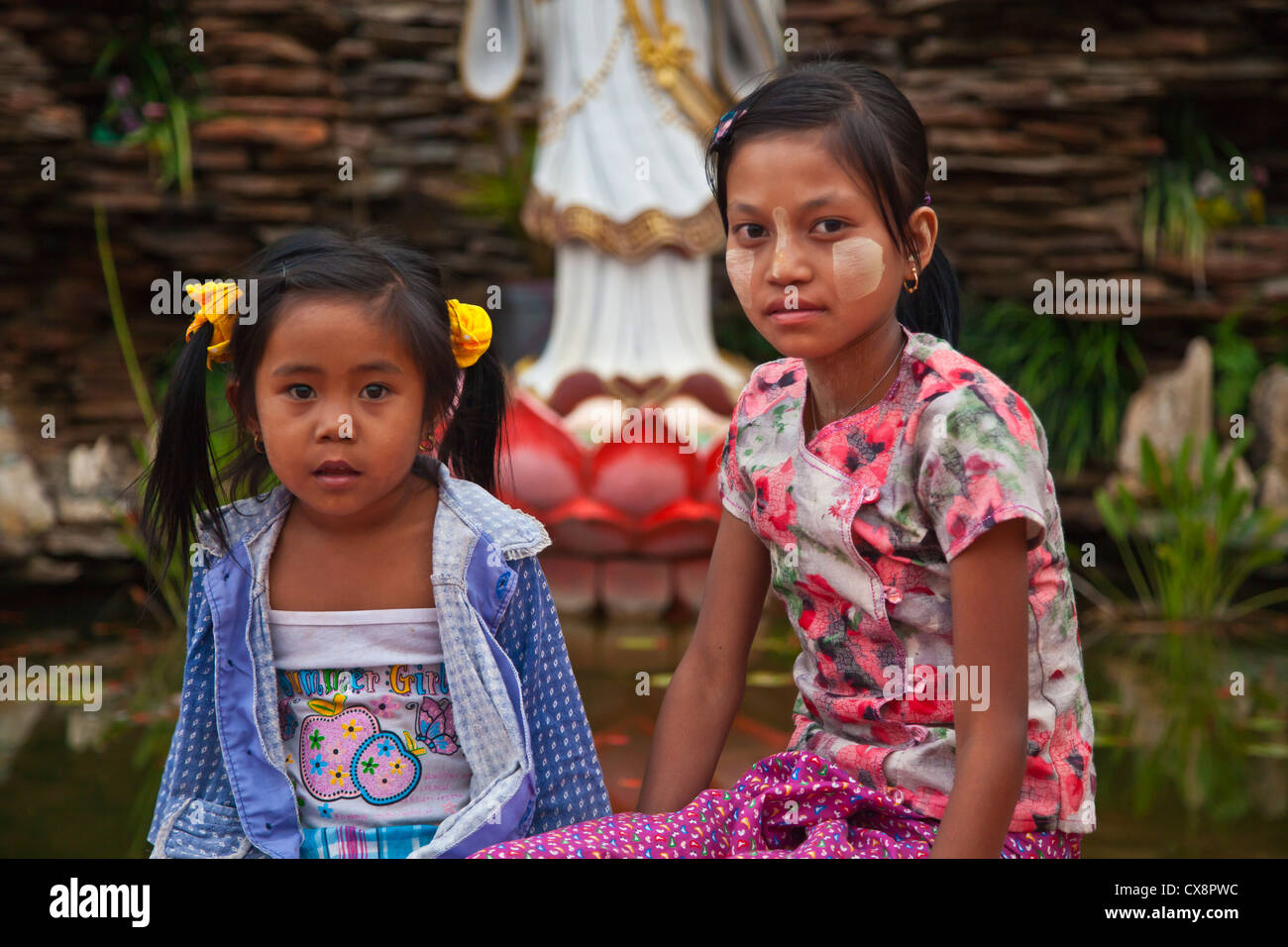BURMESE children at the CHINESE TEMPLE in the town of PYIN U LWIN also ...