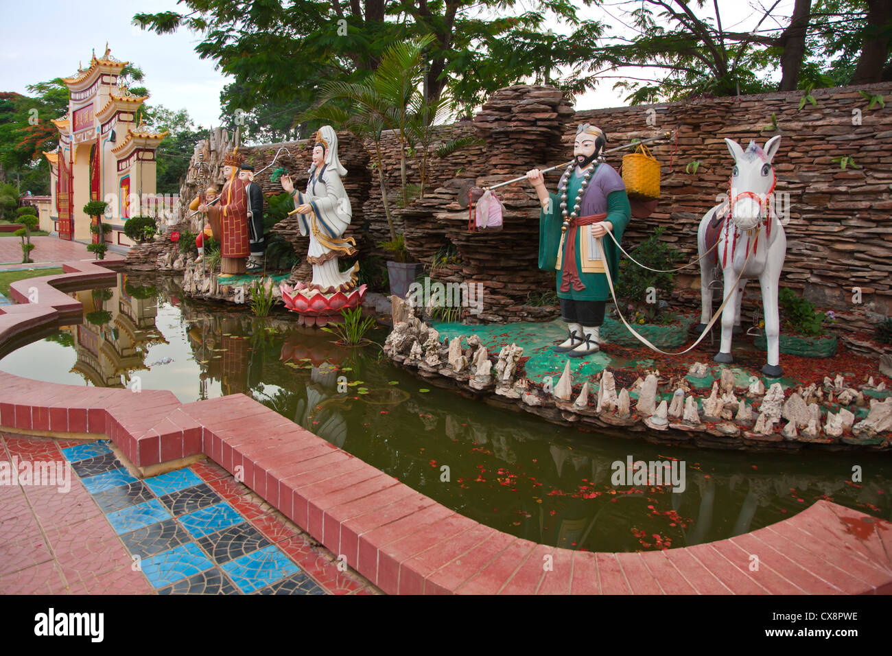 Statues of mythical characters at the CHINESE TEMPLE in the town of ...