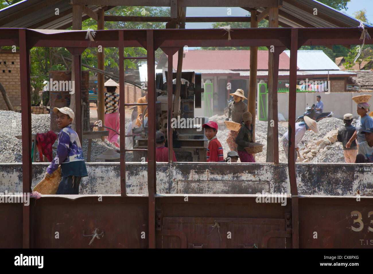 A ROCK QUARRY as seen from the train ride from Pyin U Lwin to Hsipaw ...