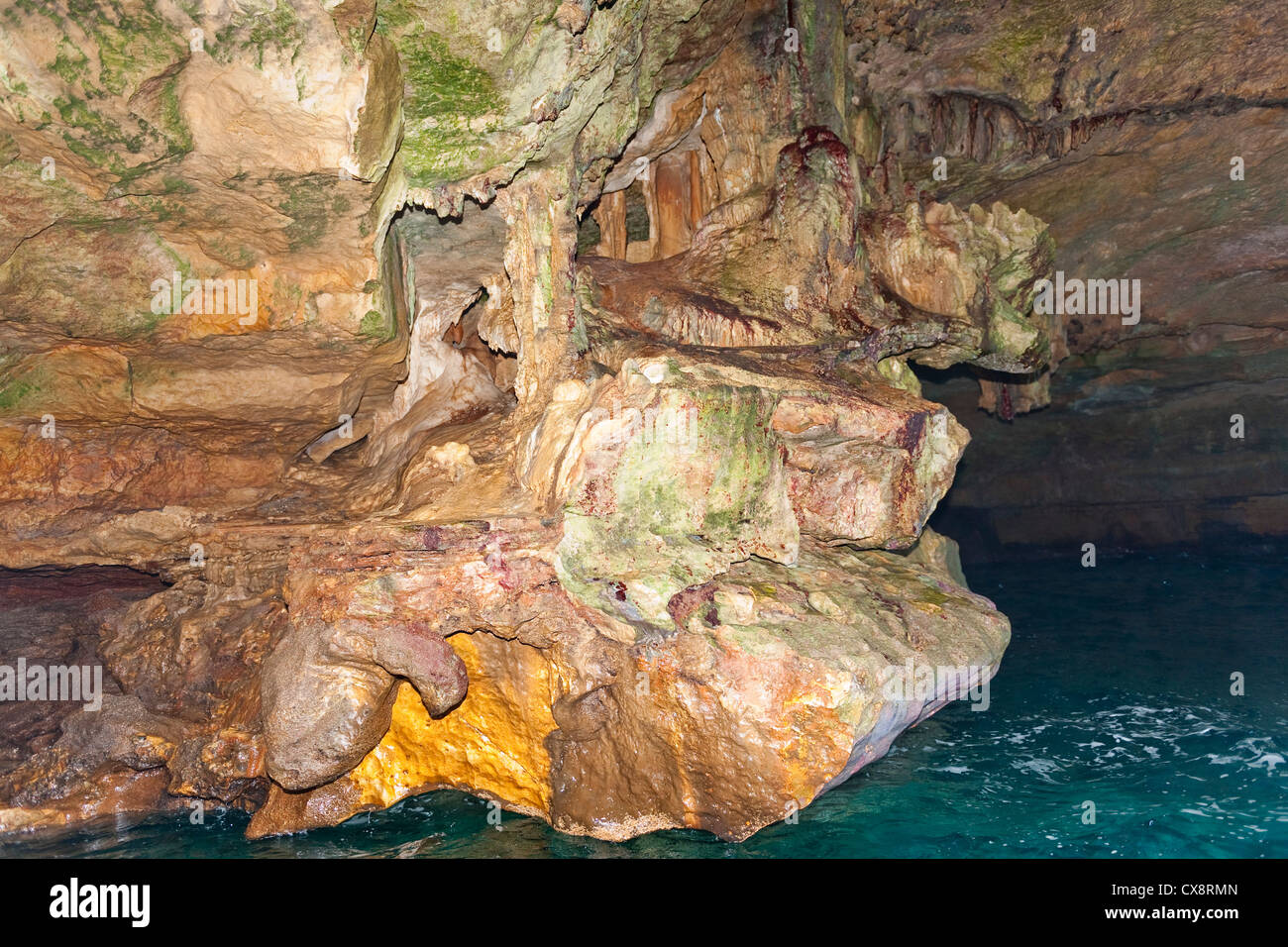 Sea cave with unusual rock formations, Crete Greece Stock Photo - Alamy