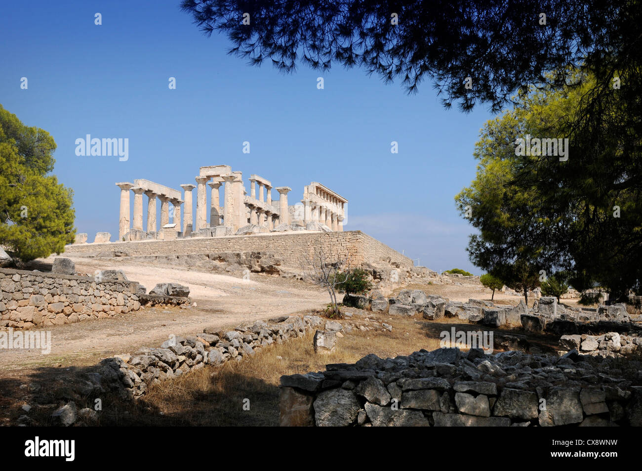 The Temple of Aphaia or Afea on the greek island of Aegina Stock Photo ...