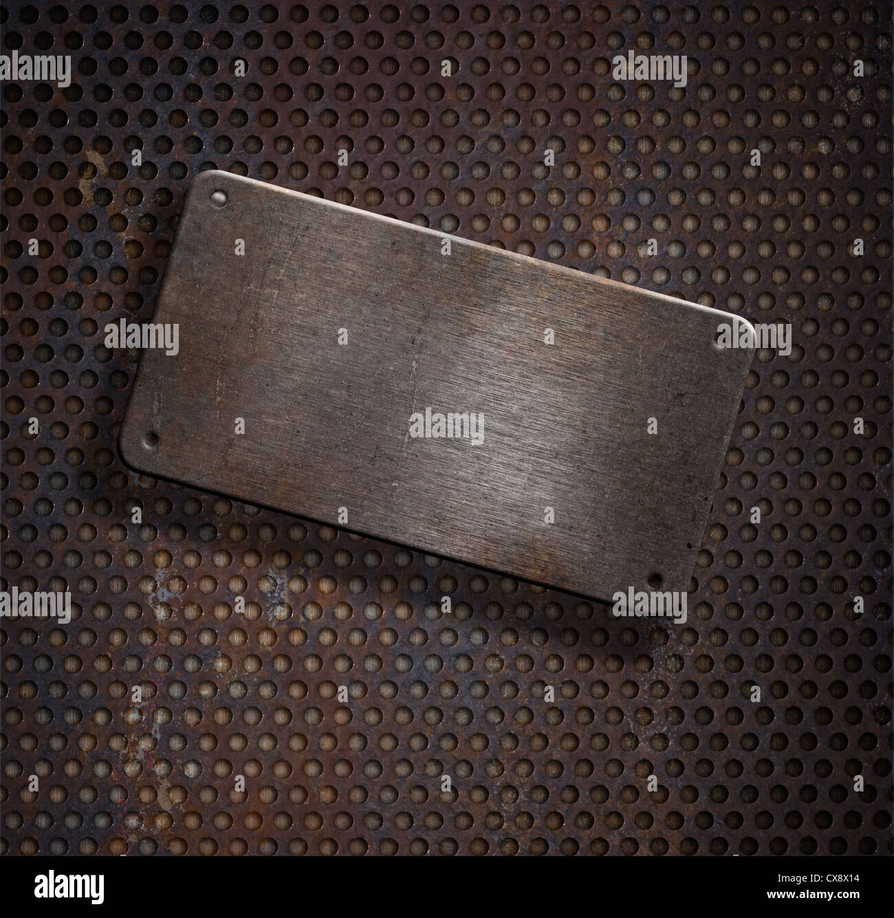 grunge rusty metal plate over grid background Stock Photo - Alamy