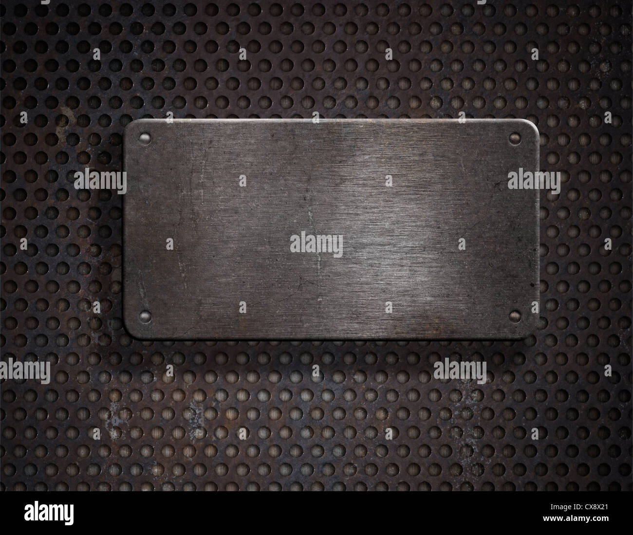 grunge rusty metal plate over grid background Stock Photo - Alamy