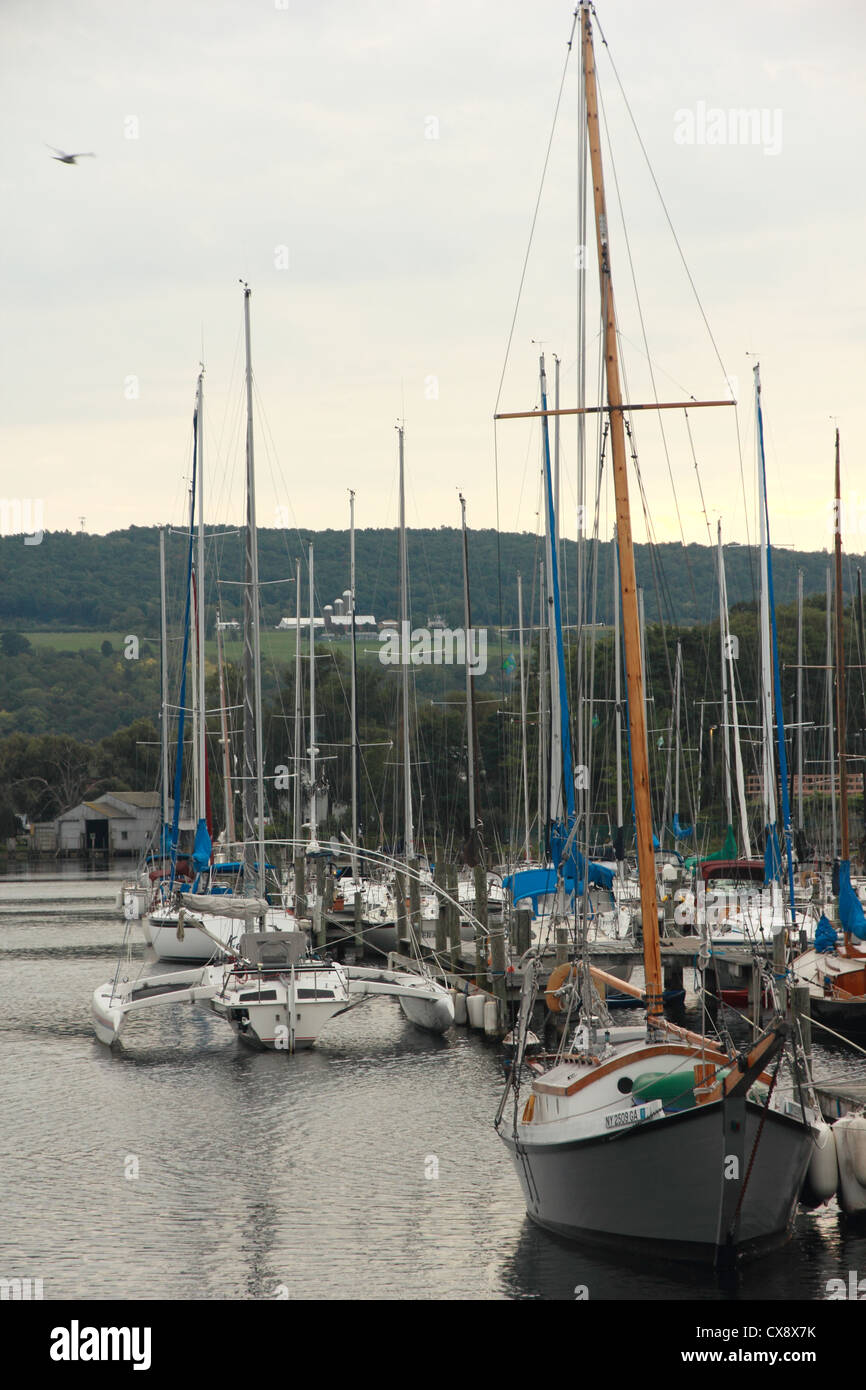 Sailboats docked in a harbor Stock Photo - Alamy