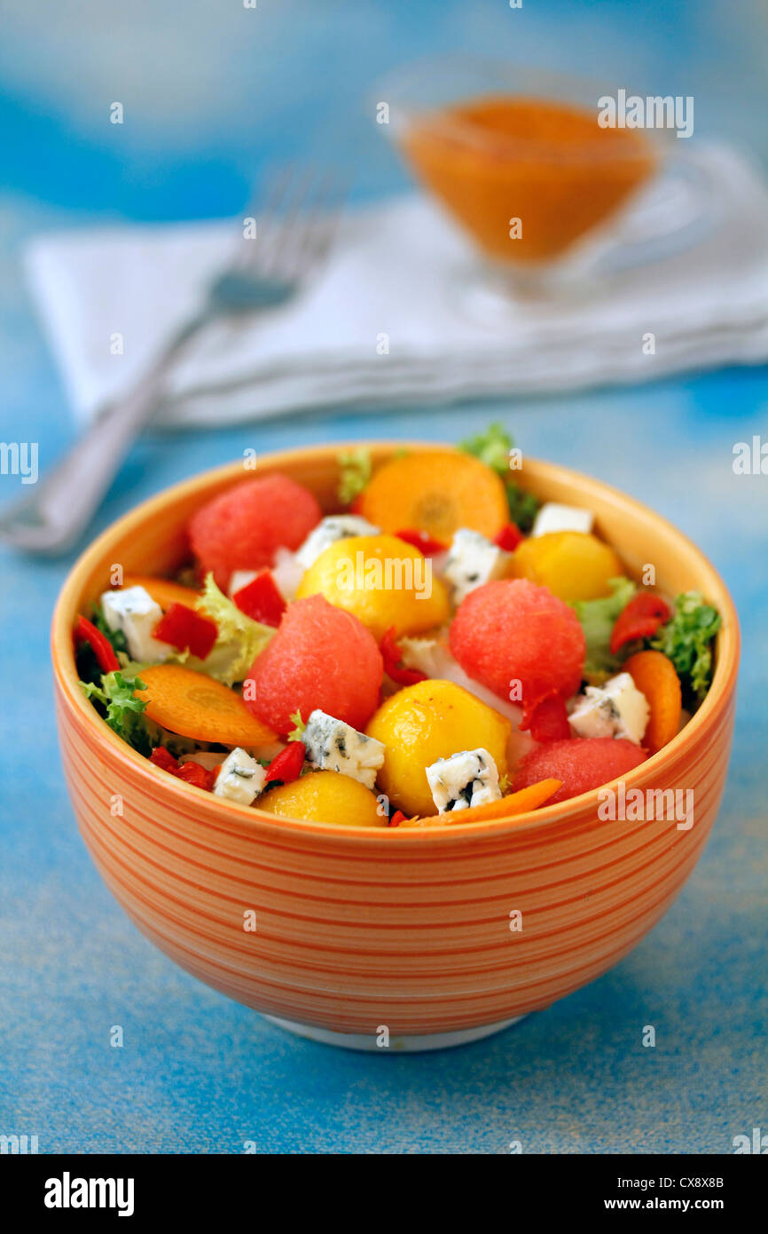 Curly endive with fruit and blue cheese. Recipe available Stock Photo ...